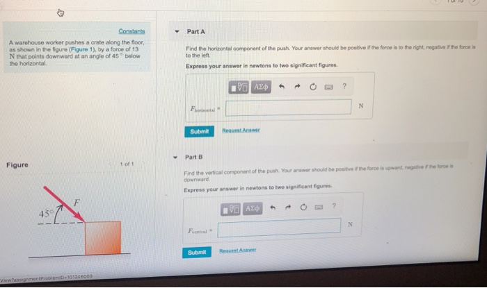 Solved Constarts Part A A warehouse worker pushes a crate | Chegg.com