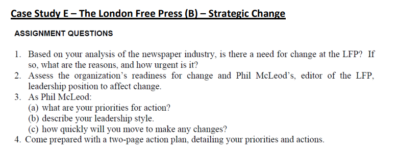 Solved Case Study E - The London Free Press (B) - Strategic | Chegg.com