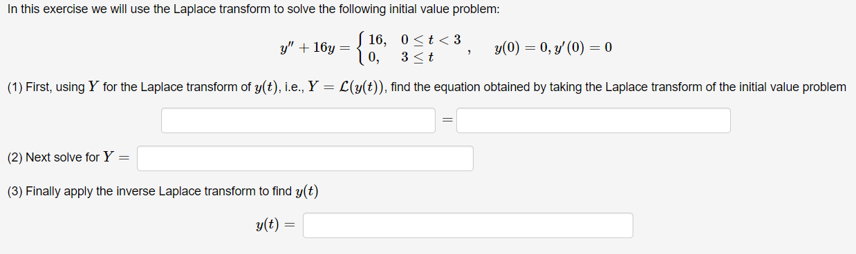 Solved In this exercise we will use the Laplace transform to | Chegg.com