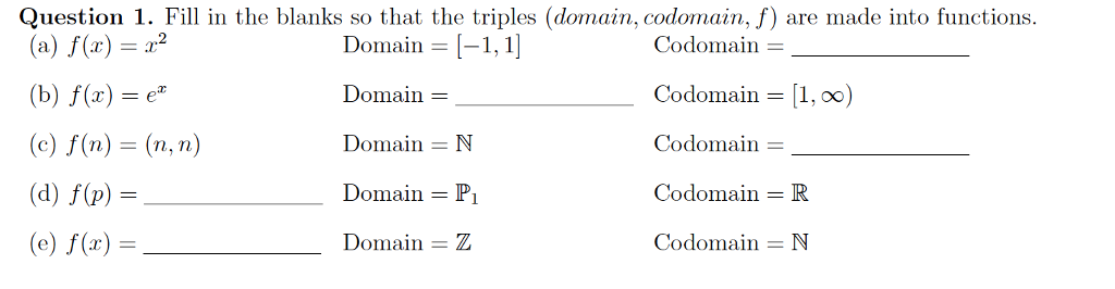 Solved in part D, and part E, they are giving you the domain | Chegg.com