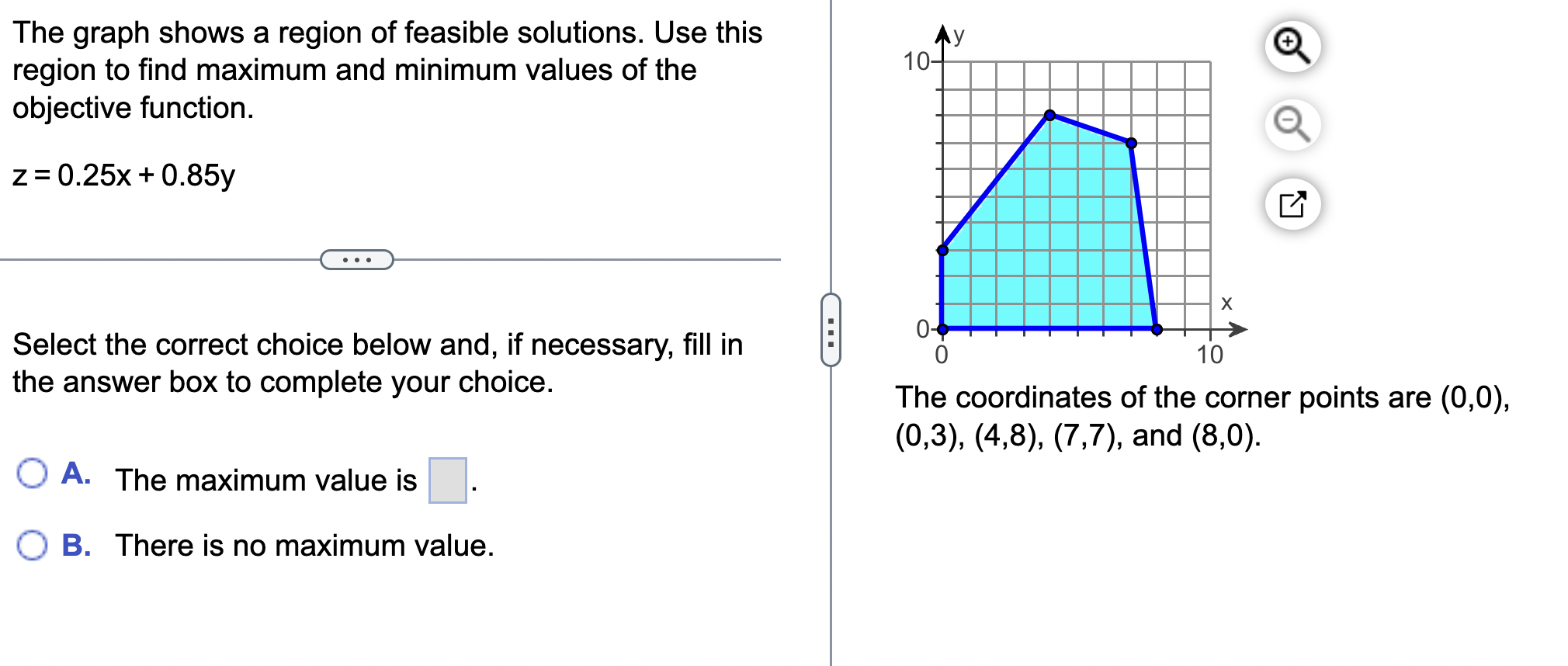 Solved The graph shows a region of feasible solutions. Use | Chegg.com