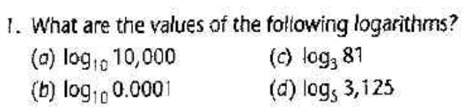 Solved 1. What are the values of the following logarithms? | Chegg.com