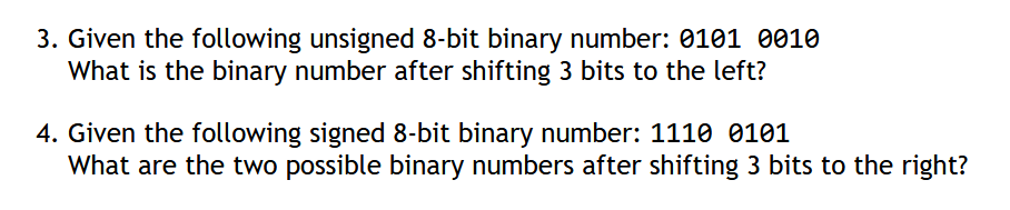 Solved 3. Given the following unsigned 8-bit binary number: | Chegg.com