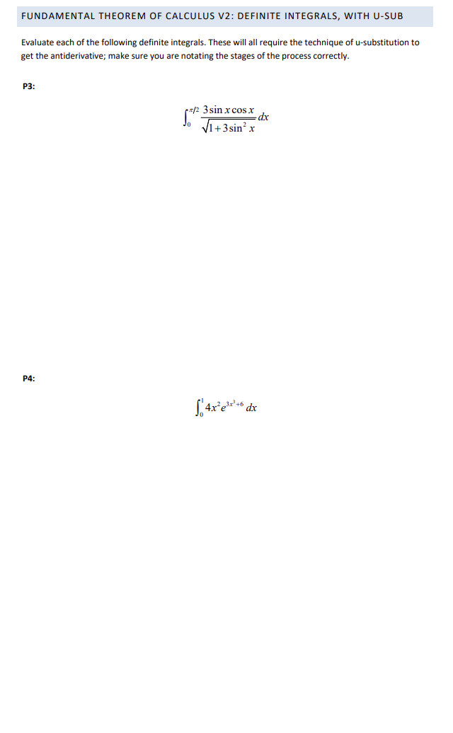 Solved FUNDAMENTAL THEOREM OF CALCULUS V2: DEFINITE | Chegg.com