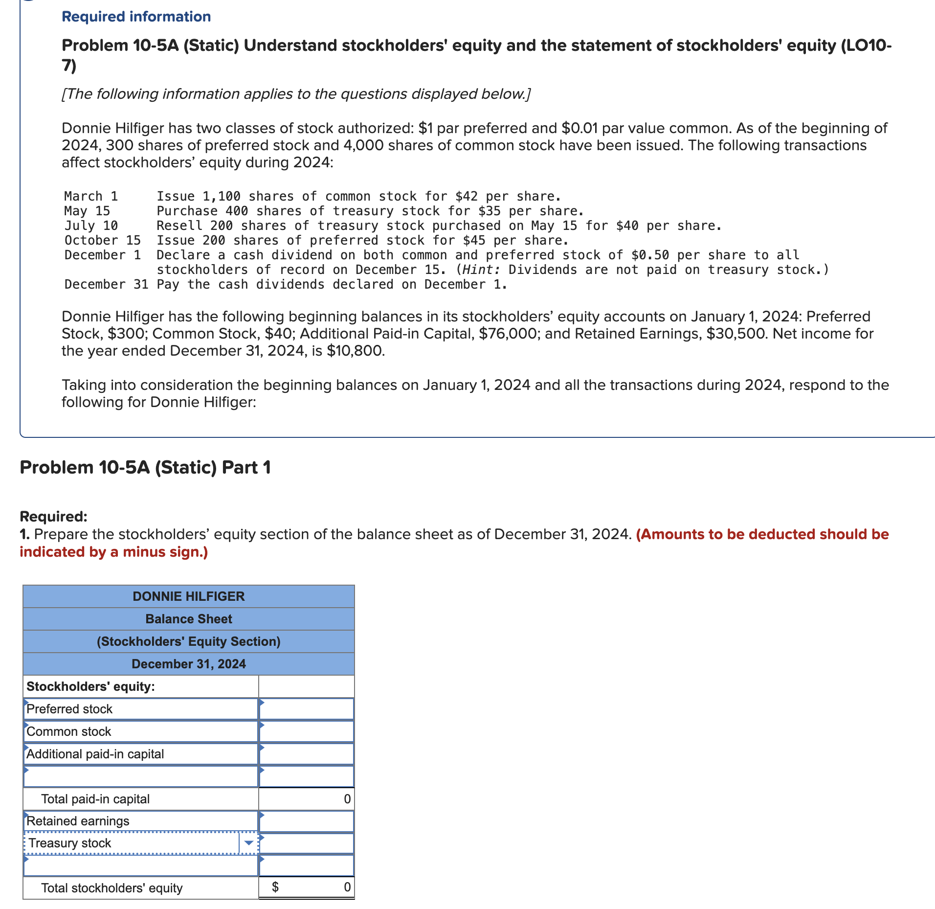 Solved Required informationProblem 10-5A (Static) | Chegg.com