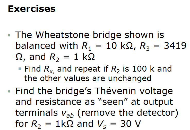 Solved Exercises The Wheatstone bridge shown is balanced | Chegg.com