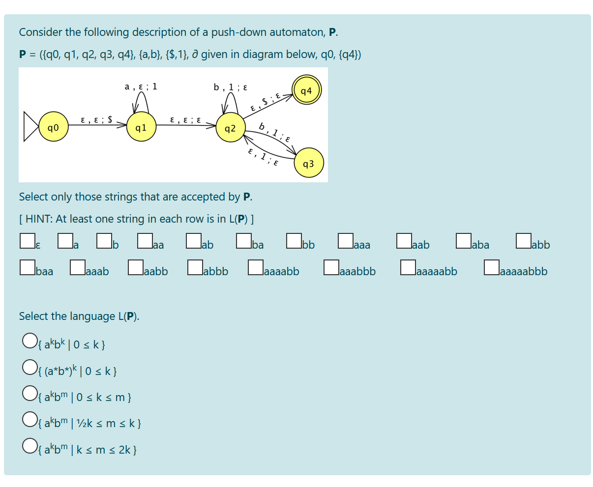 Solved Consider the following description of a push-down | Chegg.com