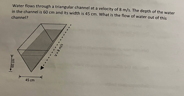 Solved Water flows through a triangular channel at a | Chegg.com