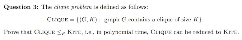 Solved Question 3: The clique problem is defined as follows: | Chegg.com