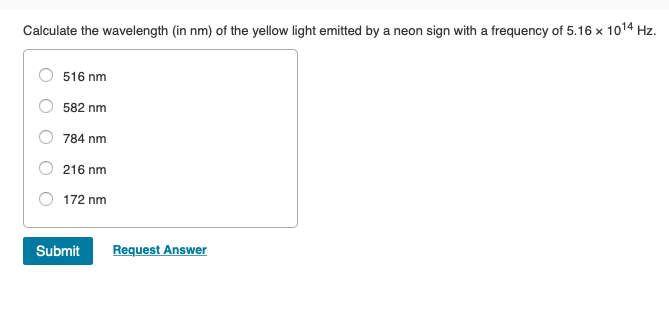 Solved Calculate the wavelength (in nm) of the yellow light | Chegg.com