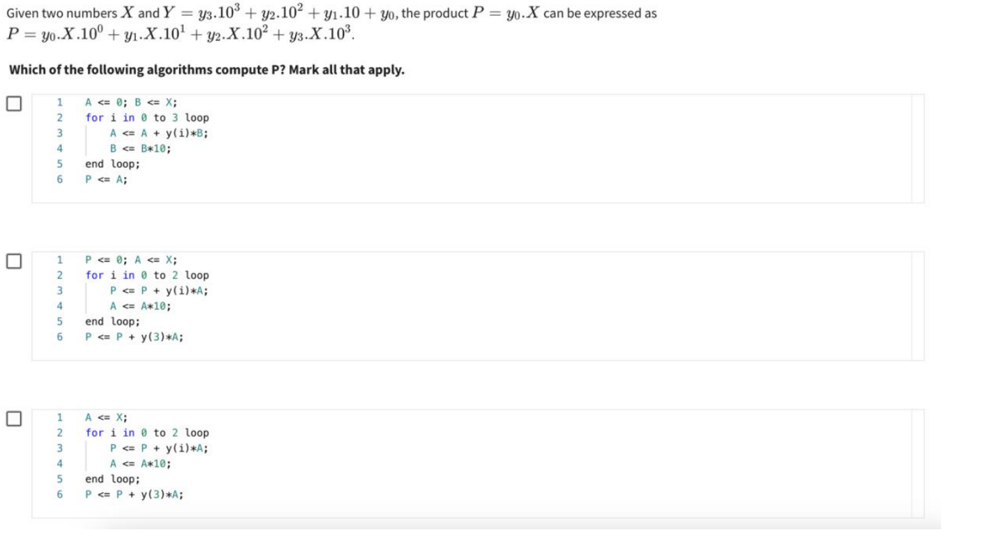 Solved Given two numbers X and Y=y3⋅103+y2⋅102+y1⋅10+y0, the | Chegg.com