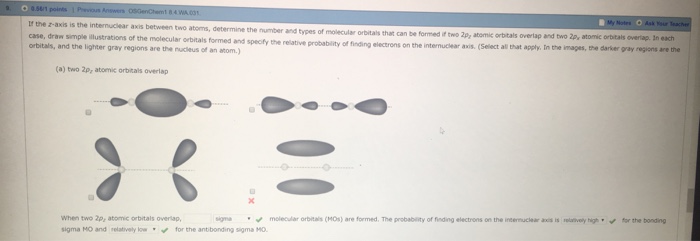 Solved It the z-axis is the internuclear axis between two | Chegg.com