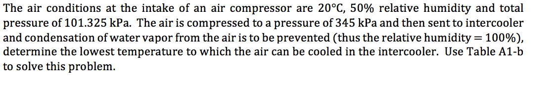 Solved The air conditions at the intake of an air compressor | Chegg.com