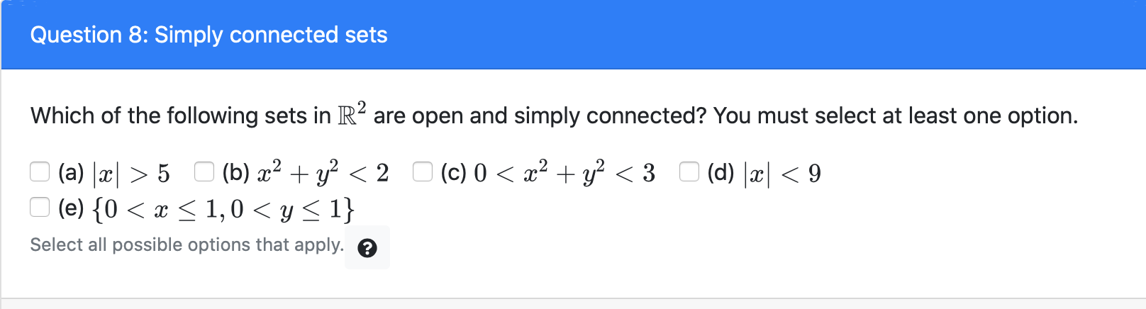 Solved Question 8: Simply connected sets Which of the | Chegg.com