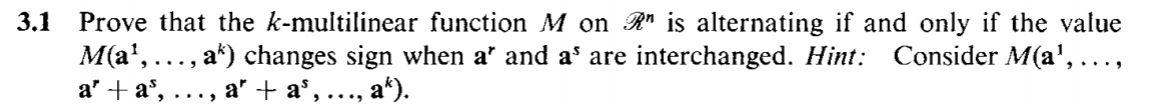 Solved 3.1 Prove that the k-multilinear function M on R" is | Chegg.com
