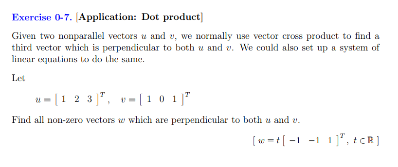 Solved Exercise 0-7. [Application: Dot product] Given two | Chegg.com