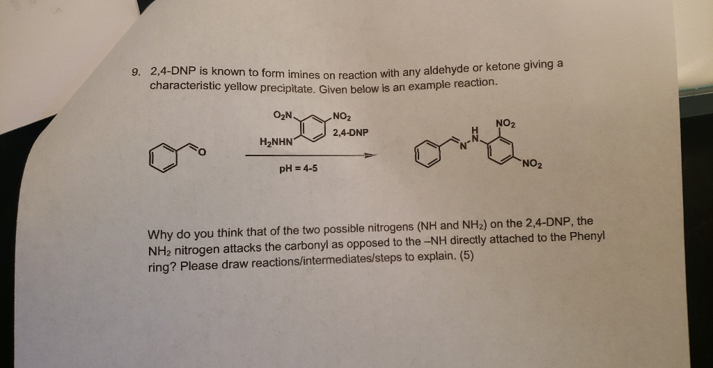 Solved 9. 2,4-DNP is known to form imines on reaction with | Chegg.com