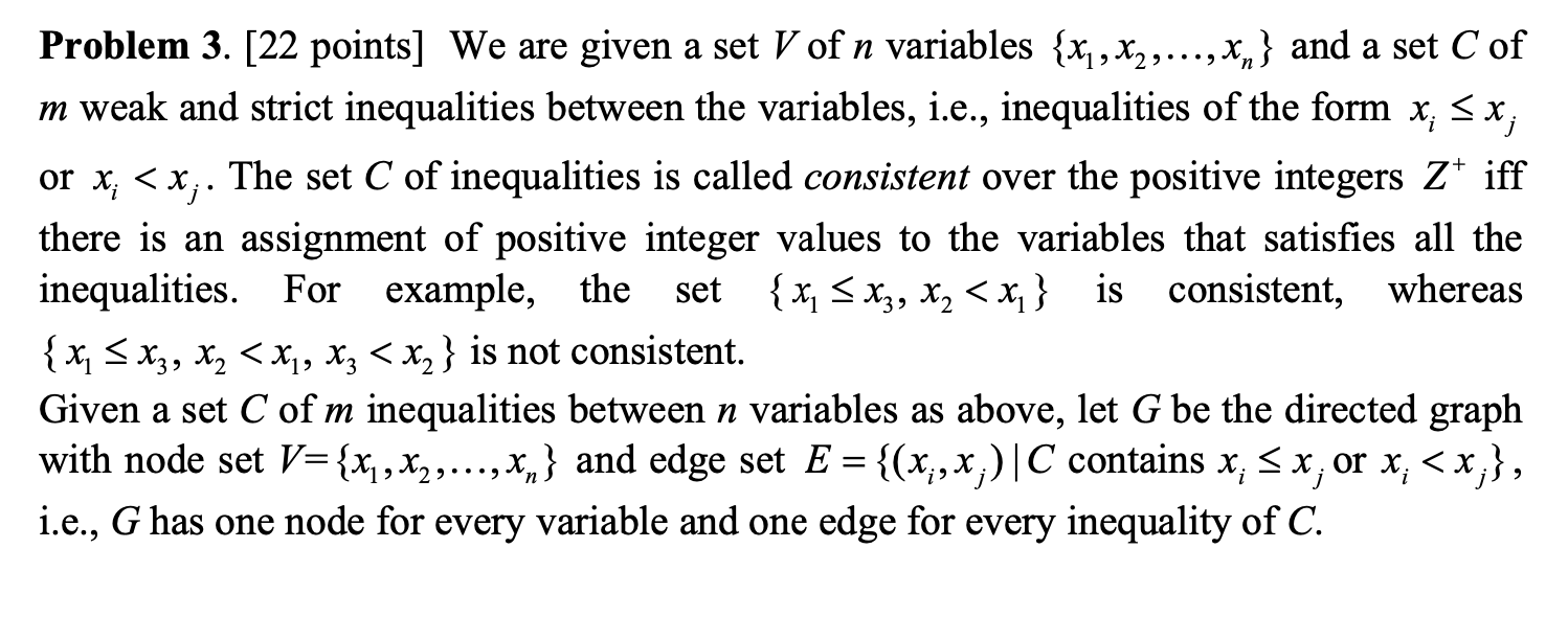 Solved Problem 3. [22 points] We are given a set V of n | Chegg.com