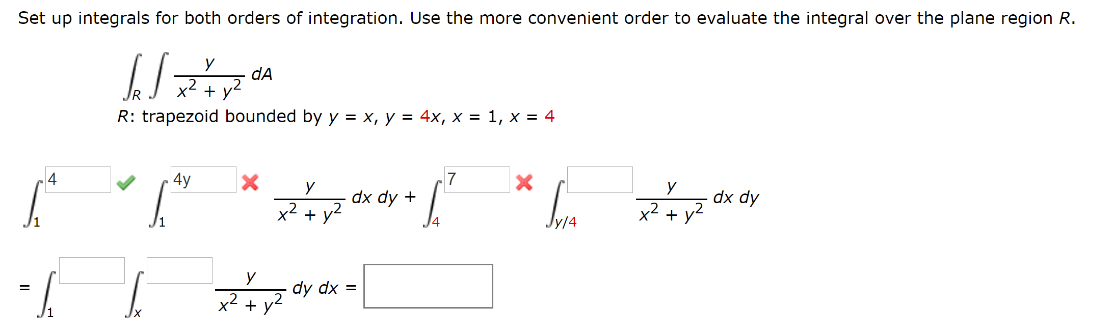 Solved Set up integrals for both orders of integration. Use | Chegg.com