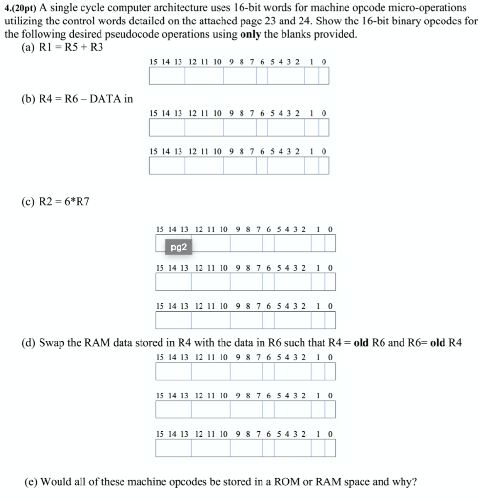 4.(20pt) A single cycle computer architecture uses | Chegg.com
