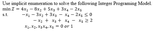 Use Implicit Enumeration To Solve The Following 5551