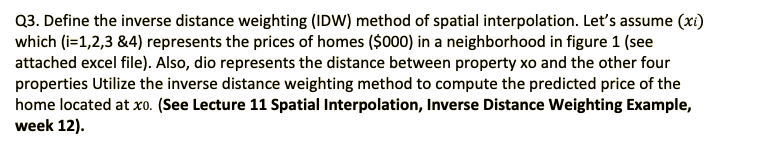 Solved Q3. Define the inverse distance weighting (IDW) | Chegg.com Solved Q3. Define the inverse distance weighting (IDW) | Chegg.com