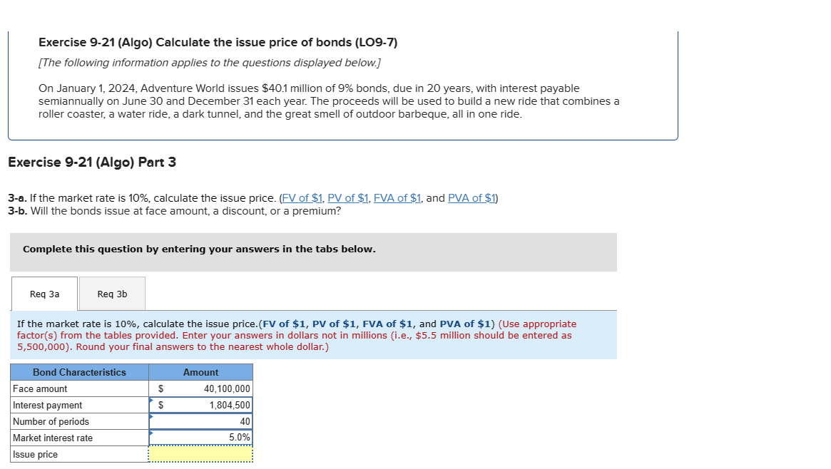 Solved Exercise 9-21 (Algo) Calculate the issue price of | Chegg.com