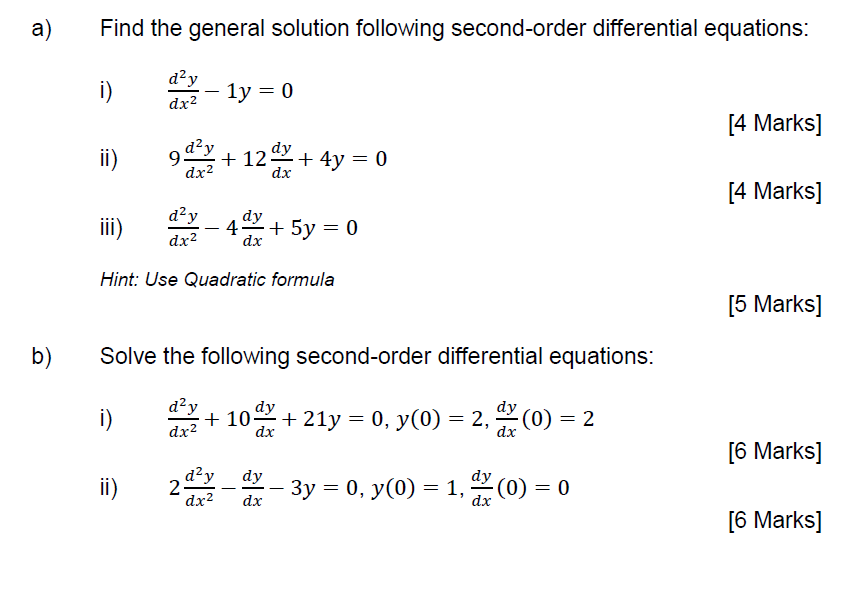 Solved a) Find the general solution following second-order | Chegg.com