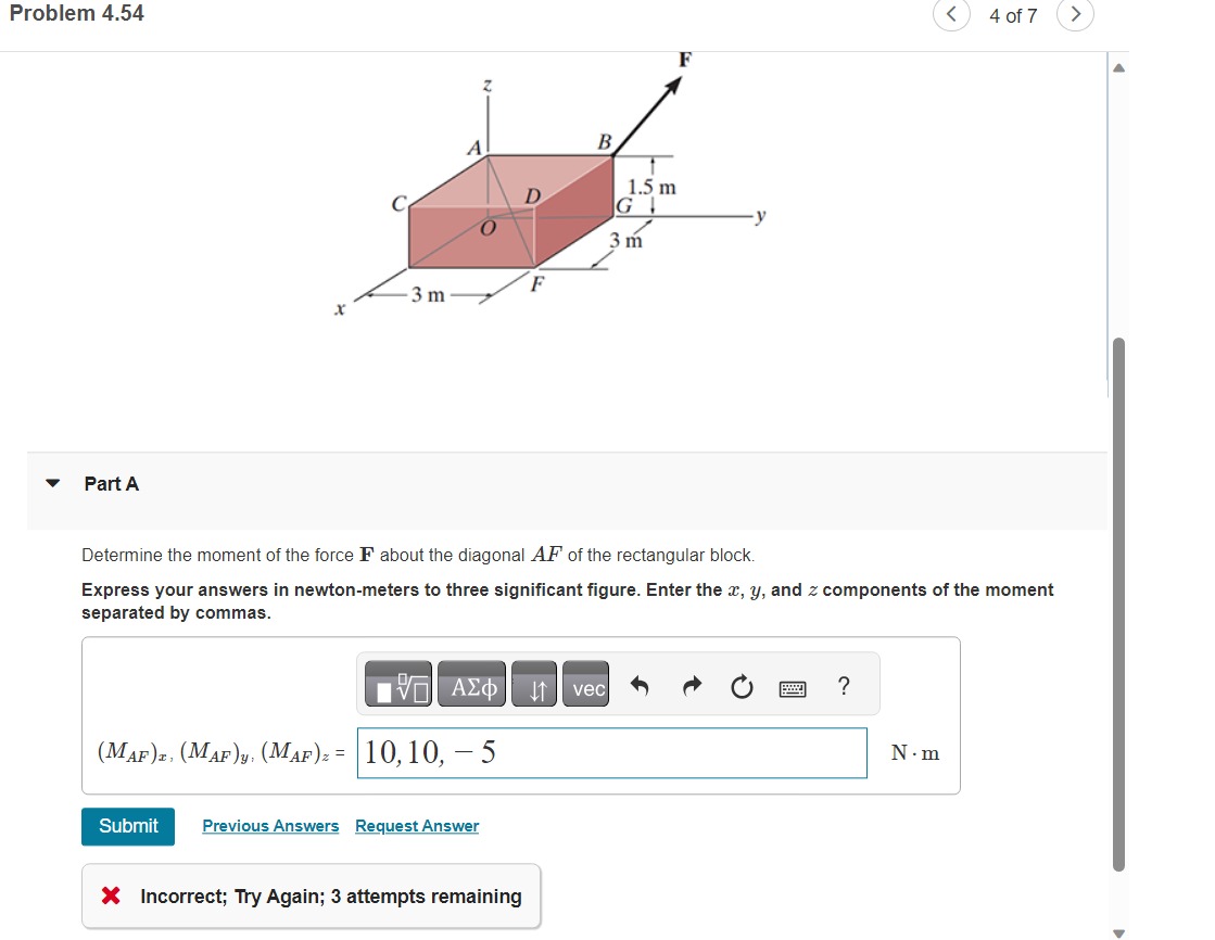 Solved The force F = {-6i + 3j + 9 k } N is applied to the | Chegg.com