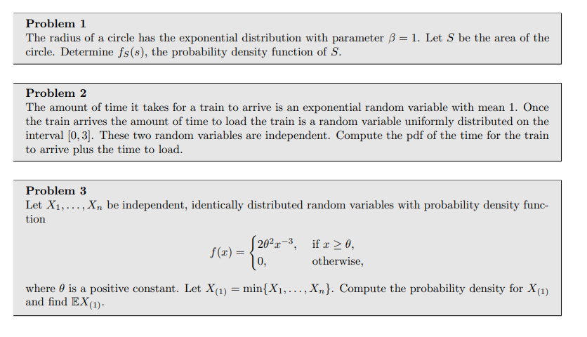 Solved Problem 1 The radius of a circle has the exponential | Chegg.com