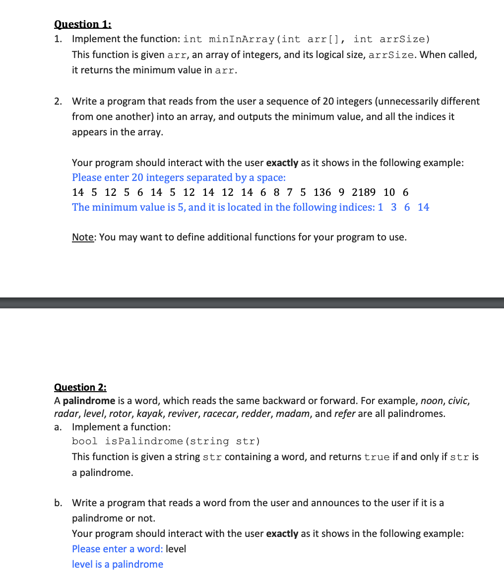 Solved Question 1: 1. Implement the function: int | Chegg.com