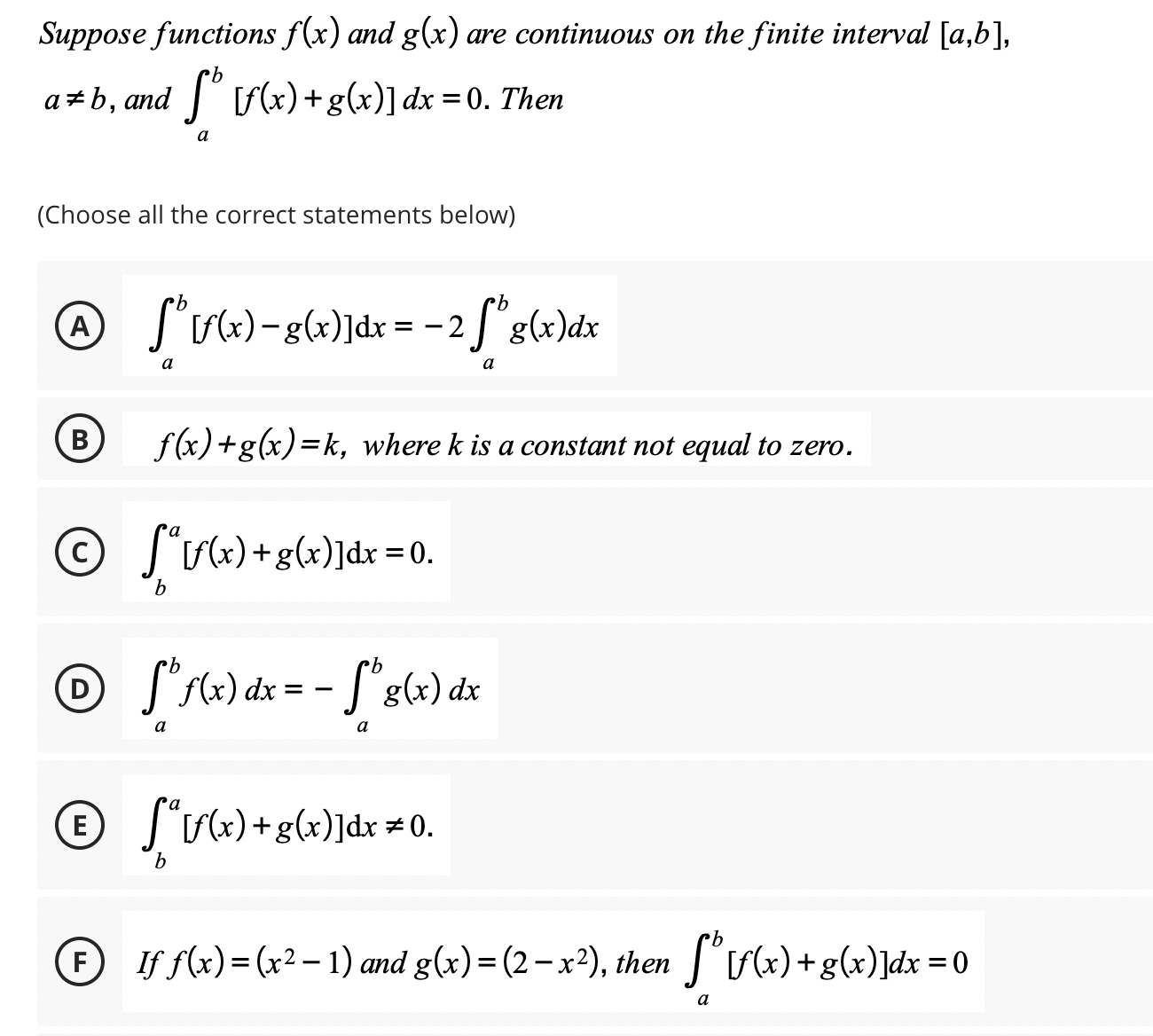 Solved Suppose functions f(x) and g(x) are continuous on the | Chegg.com