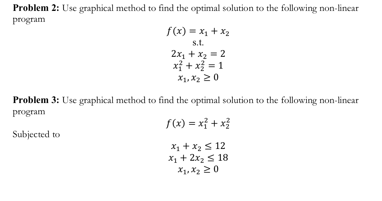 Solved Problem 2: Use graphical method to find the optimal | Chegg.com