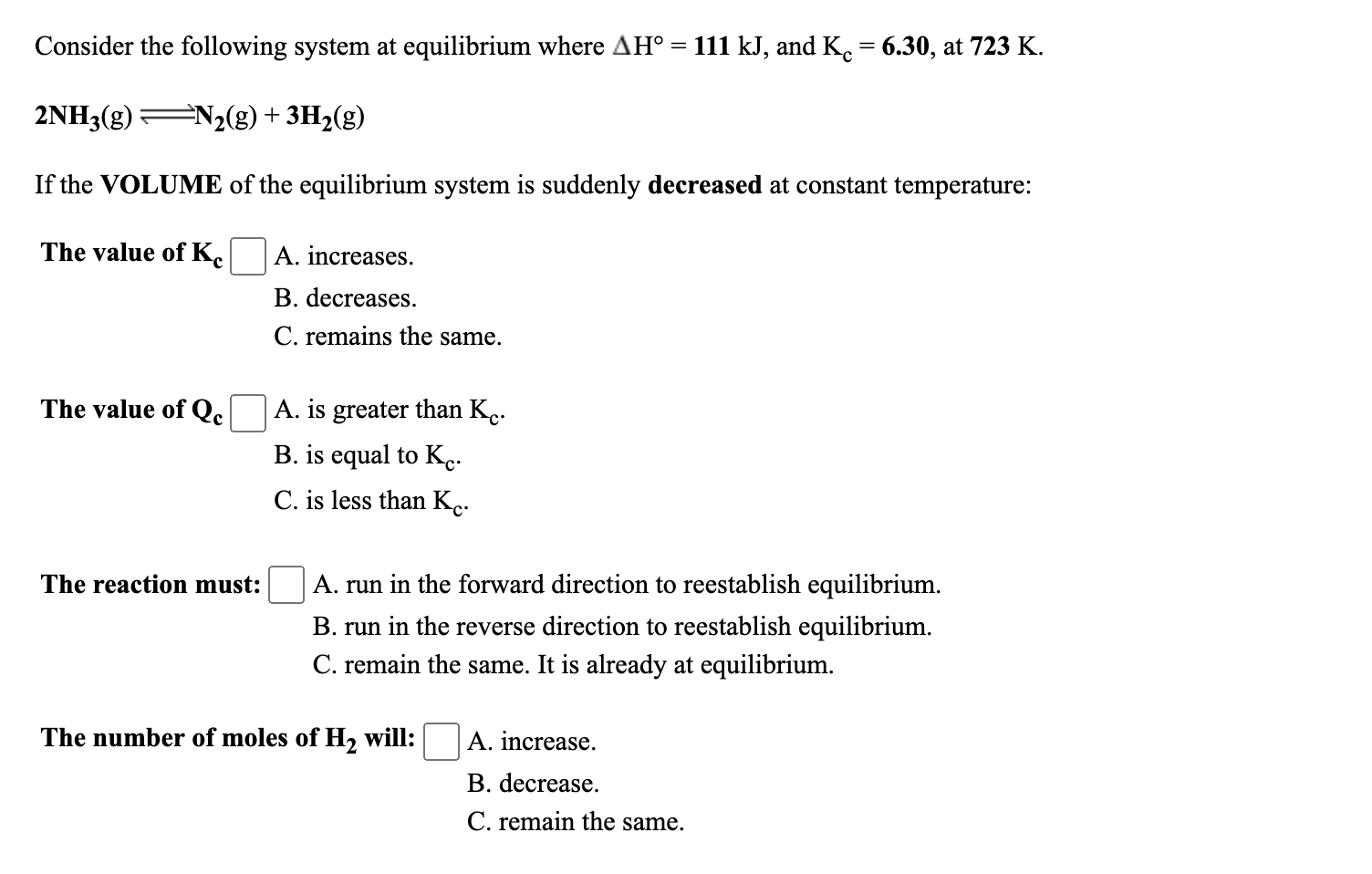 Solved Consider the following system at equilibrium where | Chegg.com