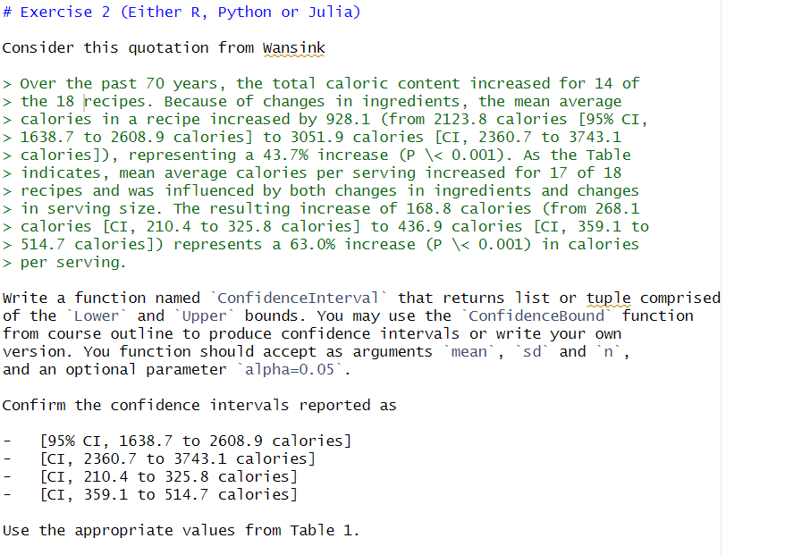 Solved \# Exercise 2 (Either R, Python or Ju7ia) Consider | Chegg.com
