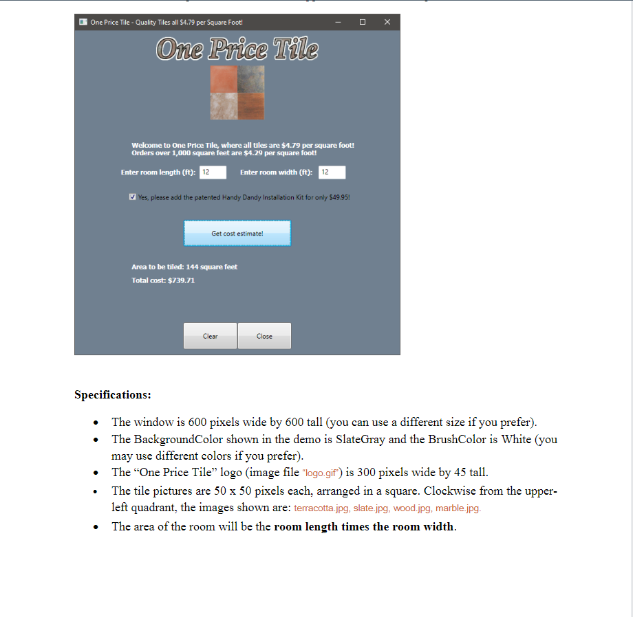 Solved Welcome to One Price Tile, where all tiles are $4.79 | Chegg.com