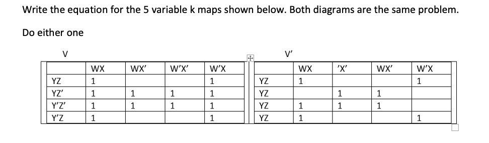 Solved Write the equation for the 5 variable k maps shown | Chegg.com