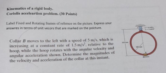 Solved Kinematics of a rigid body. Coriolis acceleartion | Chegg.com
