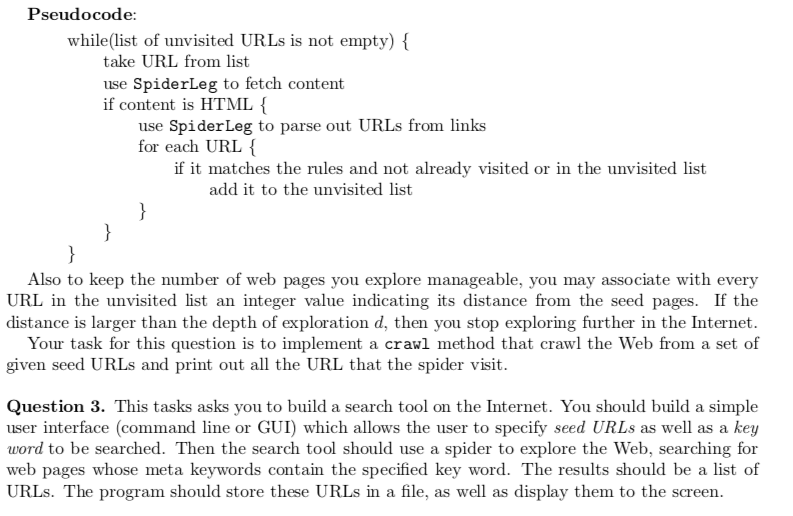 Solved Create a program called Spider.java that implements | Chegg.com