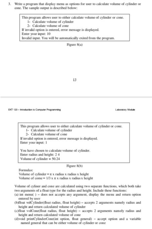 Solved 3. Write a program that display menu as options for | Chegg.com
