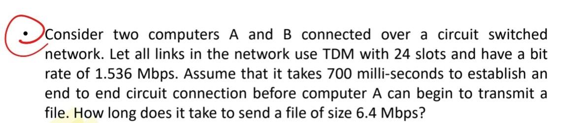 Solved Consider two computers A and B connected over a | Chegg.com