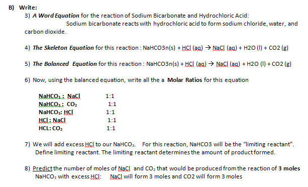 Solved Sodium bicarbonate and hydrochloric acid lab. I have | Chegg.com