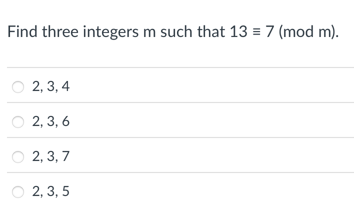Solved Find three integers m ﻿such that | Chegg.com