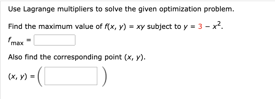 Solved Use Lagrange multipliers to solve the given | Chegg.com