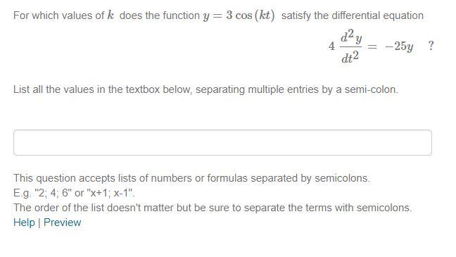 Solved For which values of k does the function y = 3 cos | Chegg.com