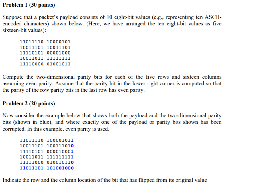 Problem 1 (30 points) Suppose that a packet's payload | Chegg.com