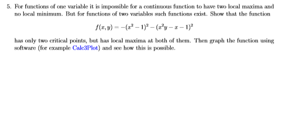Solved 5. For functions of one variable it is impossible for | Chegg.com