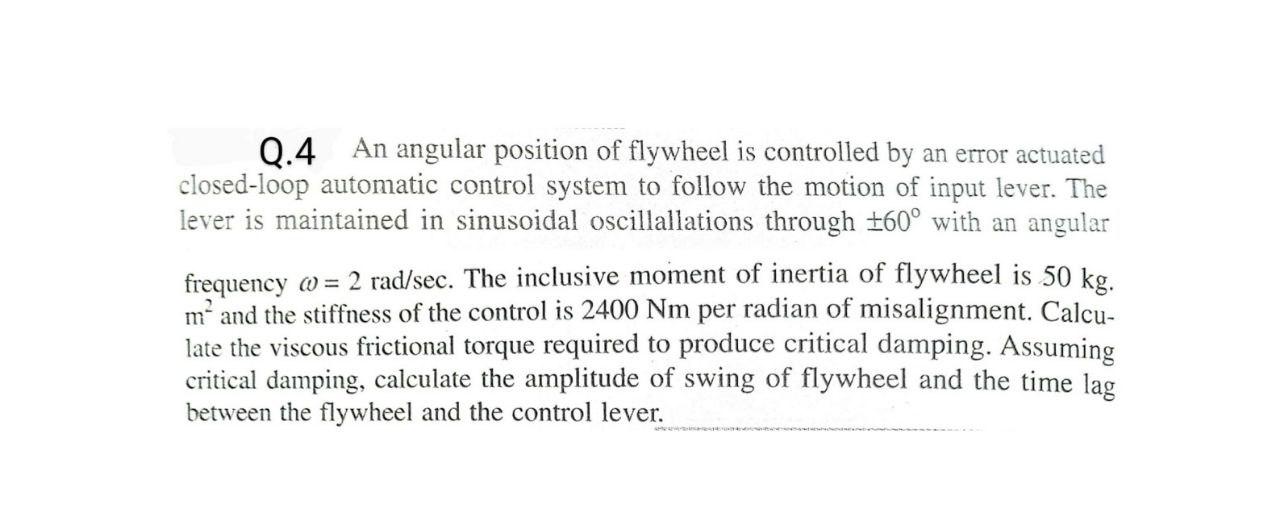 Solved Q.4 An angular position of flywheel is controlled by | Chegg.com