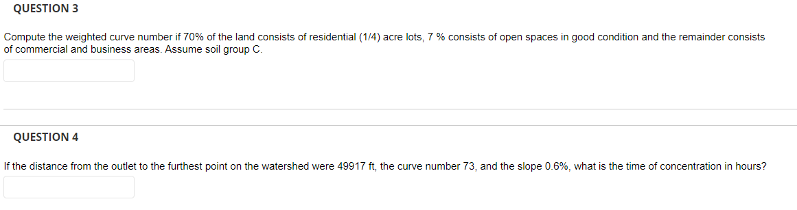 Solved Compute the weighted curve number if 70% of the land | Chegg.com
