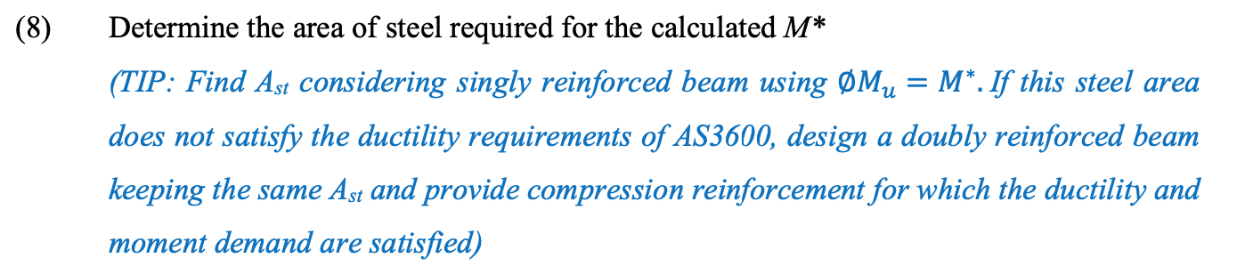 (8) Determine the area of steel required for the | Chegg.com